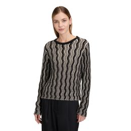Strickpullover Betty Barclay "Damen mit Pailletten", Damen, Gr. 38, schwarz (patch schwarz, taupe), Strick, Obermaterial: 40% Polyacryl, 25% Polyester, 10% Baumwolle, 10% Viskose, 5% Polyester, 5% Polyamid, 5% Wolle, figurumspielend normal, Rundhals, Pullover Strickpullover