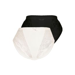 Sassa Mode Miederslip SASSA "Classic Lace", Damen, Gr. 38, schwarz (pearl, schwarz), Obermaterial: 85% Polyamid, 15% Elasthan, unifarben, normal, Unterhosen, mit Spitzeneinsatz