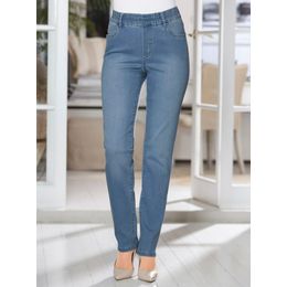 High-waist-Jeans Classic Basics, Damen, Gr. 42, Normalgr&ouml;&szlig;en, blau (blau, bleached), 81% Baumwolle, 17% Polyester, 2% Elasthan, unifarben, lang, Jeans High-Waist-Jeans