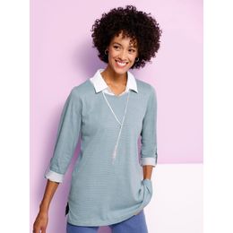 2-in-1-Shirt Classic Basics "2-in-1-Shirt", Damen, Gr. 42, mint, ozean, bedruckt, 100% Baumwolle, Einsatz:100% Baumwolle, gemustert, mehrfarbig, Rundhals, Shirts 2-in-1 Shirt