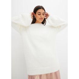 bonprix Oversize-Pullover mit tiefem R&uuml;ckenausschnitt, wei&szlig;, Gr.32/34 (XS), Modischer Oversize-Strickpullover mit tiefem R&uuml;ckenausschnitt, aus Viskose