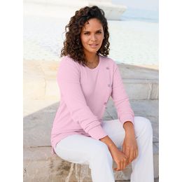 Langarmshirt Casual Looks "Rundhals-Shirt", Damen, Gr. 40, ros&eacute;, 95% Viskose, 5% Elasthan, unifarben, Rundhals, Shirts Langarmshirt