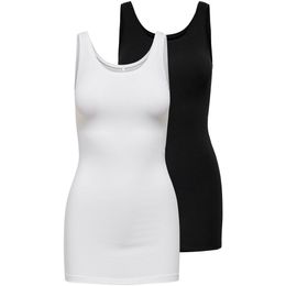 Tanktop Only "ONLLIVE &ndash; Slim-Fit Tanktops mit Stretch f&uuml;r optimalen Sitz", Damen, Gr. L, schwarz-wei&szlig; (schwarz pack:schwarz and wei&szlig;), Jersey, Obermaterial: 95% Baumwolle, 5% Elasthan, unifarben, slim fit Po-bedeckend, Rundhals, Tops Tanktop, slim fit, casual, Jersey, Baumwollmischung, Rundhals