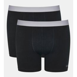Boxer Sloggi "Men GO ABC 2.0", Jungen, Gr. L, 2 Stk., schwarz, Single Jersey, Obermaterial: 95% Baumwolle, 5% Elasthan, clean, unifarben, k&ouml;rpernah, Unterhosen, l&auml;ngeres Bein, Baumwollmix, weich, elastischer Bund