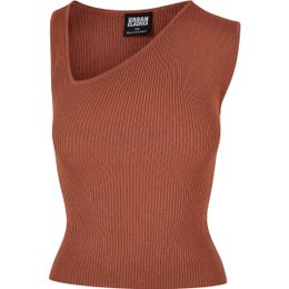 T-Shirt Urban Classics "Urban Classics Damen Ladies Rib Knit Asymmetric Top", Damen, Gr. XL, terracotta, 35% Polyacryl, 35% Viskose, 30% Polyamid, unifarben, normal, asymmetrischer Ausschnitt, Shirts T-Shirt