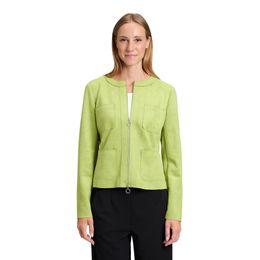 Jackenblazer Betty Barclay "Damen mit Rei&szlig;verschluss", Damen, Gr. 46, fresh moss, Samt, Obermaterial: 95% Polyester, 5% Elasthan, sehr schmal normal, Rundhals, Blazer