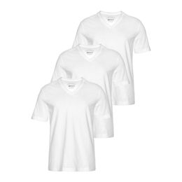 MAN'S WORLD V-Shirt MAN'S WORLD, Herren, Gr. 5XL (72/74), wei&szlig;, Single Jersey, Obermaterial: 100% Baumwolle, unifarben, Basic, normal, V-Ausschnitt, Shirts, Kurzarm, aus Baumwolle, Topseller