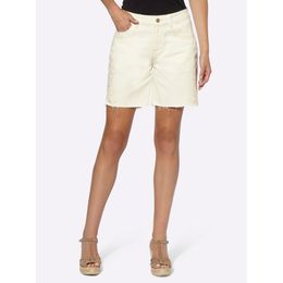 Jeansshorts Heine, Damen, Gr. 36, Normalgr&ouml;&szlig;en, beige (ecru), 100% Baumwolle, unifarben, kurz, Jeans Jeansshorts