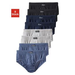 Slip Le Jogger, Herren, Gr. 4, 8 Stk., blau (schwarz, marine, grau, meliert, blau, meliert), Jersey, Obermaterial: 100% Baumwolle, unifarben, k&ouml;rpernah, Unterhosen Slip, aus angenehm weicher Baumwoll-Qualit&auml;t