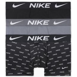 Trunk NIKE UNDERWEAR "TRUNK 3PK", Herren, Gr. XXL/54, 3 Stk., grau (nike logo print, cool grau, schwarz), Jersey, Obermaterial: 92% Polyester, 8% Elasthan, bedruckt, unifarben, k&ouml;rpernah, Unterhosen, mit Logo-Elastikbund