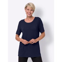 Longshirt Classic Basics "Longshirt", Damen, Gr. 38, blau (marine), 95% Viskose, 5% Elasthan, unifarben, Rundhals, Shirts Longshirt