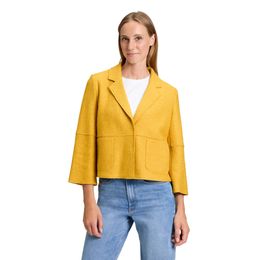 Jackenblazer Betty Barclay "Damen mit Reverskragen", Damen, Gr. 42, gold, Flanell, Obermaterial: 60% Viskose, 40% Wolle, l&auml;ssig geschnitten normal, Blazer