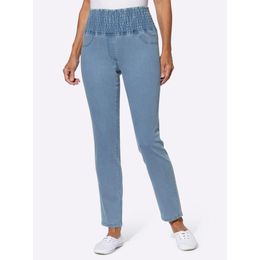 Bequeme Jeans Classic Basics, Damen, Gr. 23, Kurzgr&ouml;&szlig;en, blau (blau, bleached), 81% Baumwolle, 17% Polyester, 2% Elasthan, unifarben, lang, Jeans