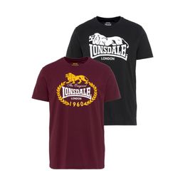 T-Shirt Lonsdale "ECCLAW", Herren, Gr. XL (56/58), rot (weinrot, schwarz), Single Jersey, Obermaterial: 60% Baumwolle, 40% Polyester, Rundhals, Shirts T-Shirt