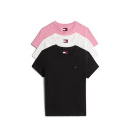 Kurzarmshirt Tommy Jeans "TJW 3PACK C-NECK TEE", Damen, Gr. XS (34), schwarz (schwarz, ecru, mystic pink), Single Jersey, Obermaterial: 100% Baumwolle, unifarben, regular fit, Rundhals, Shirts