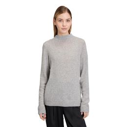 Strickpullover Betty Barclay "Damen mit Stehkragen", Damen, Gr. 40, silber (light silber melange), Strick, Obermaterial: 100% Kaschmir, Basic, gerade lang, Pullover Strickpullover