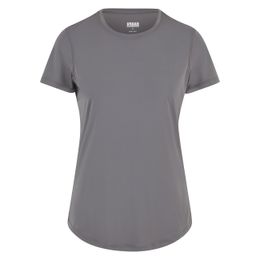 T-Shirt Urban Classics "Urban Classics Ladies Sports Tee Ladies Sports Tee", Damen, Gr. L, senior grau, 88% Nylon, 12% Elasthan, unifarben, normal, Rundhals, Shirts T-Shirt