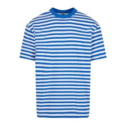 T-Shirt Urban Classics "Urban Classics Herren Regular Stripe Tee", Damen, Gr. L, wei&szlig;, royal, 100% Baumwolle, gestreift, normal, Rundhals, Shirts T-Shirt