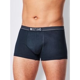 Boxer Mustang, Herren, Gr. 8, 3 Stk., blau (2x marine, 1x rauchblau), 95% Baumwolle, 5% Elasthan, Unterhosen