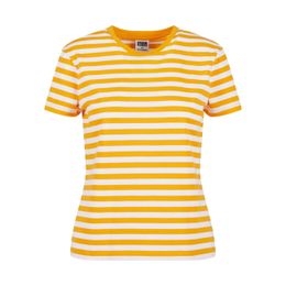 T-Shirt Urban Classics "Urban Classics Damen Ladies Regular Striped Tee", Damen, Gr. 5XL, wei&szlig;, magicmango, 100% Baumwolle, gestreift, loose fit, Rundhals, Shirts T-Shirt
