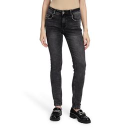 Slim-fit-Jeans Betty Barclay "Damen mit Waschung", Damen, Gr. 34, Normalgrößen, blau (dunkelgrau denim), Denim/Jeans, Obermaterial: 56% Baumwolle, 30% Viskose, 12% Polyester, 2% Elasthan, Basic, slim fit, Jeans Slim-fit-Jeans