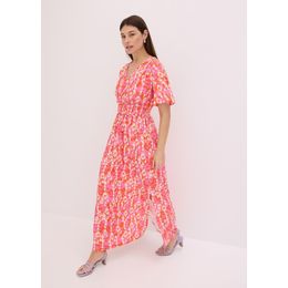 bonprix Maxikleid, pink, Gr.32/34 (XS), modisch bedrucktes Maxikleid mit tiefem V-Ausschnitt vorne