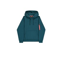 Hoodie Alpha Industries "Backprint Hoodie ", Herren, Gr. M, deep petrol, Obermaterial: 80% Baumwolle, 20% Polyester, regular fit, Sweatshirts Hoodie