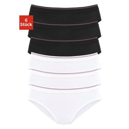 H.I.S. Bikinislip H.I.S, Damen, Gr. 52/54, schwarz-wei&szlig; (wei&szlig;, schwarz), Obermaterial: 95% Baumwolle, 5% Elasthan, unifarben, k&ouml;rpernah, Unterhosen, aus elastischer Baumwoll-Qualit&auml;t