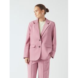 Longblazer Y.A.S "YASREEMAJ LS BLAZER NOOS", Damen, Gr. 38, lilas, Web, Obermaterial: 77% Polyester, 19% Viskose, 4% Elasthan, unifarben, oversize, V-Ausschnitt, Blazer Longblazer