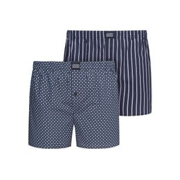 Webboxer Jockey "Everyday Woven", Damen, Gr. M, blau (marine, gemustert), Webqualit&auml;t, Obermaterial: 100% Baumwolle, gestreift, kariert, weit, Unterhosen, mit Eingriff und elastischem Bund