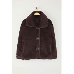 Trendyol Teddyjacke in Dunkelbraun - 67% | Gr&ouml;&szlig;e M | Damenjacken