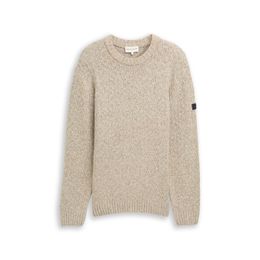 Tom Tailor Herren Strickpullover in Melange-Optik, wei&szlig;, Meliert, Gr. XL