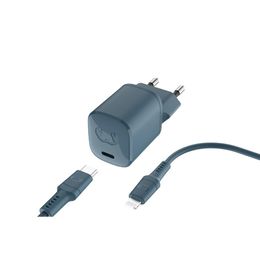 FRESH ́N REBEL Schnelllade-Gerät "USB-C Mini Charger PD 20W, Apple Lightning-Kabel 2 m", B:3,57cm H:3,4cm T:7,42cm, blau, Ladegeräte