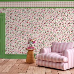 Vliestapete Cath Kidston "Strawberry Spring", rosa, B:0,52m H:10m L:10m, Vlies, Tapeten, 10mx52cm (ca. 5m2)