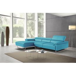 Ecksofa Egoitaliano, B:287cm H:94cm T:165cm, blau, Leder &raquo;BULL&laquo; (echtes Rindsleder). Geschliffenes, pigmentiertes und behandeltes Rindsleder mit