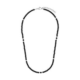 Amor Herren Kette mit Anh&auml;nger, Edelstahl, L: 55 B: 5mmedelstahlfarben, schwarz, Edelstahl, B:5mm, Halsketten, mit Achat