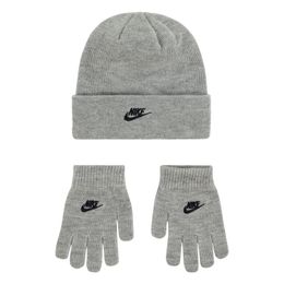 Nike Sportswear Jungen Beanie "und Handschuhe Set NAN FUTURA BEANIE/GLOVE SET"dk grau heath, Strick, Kunstfaser, Mützen, für Kinder