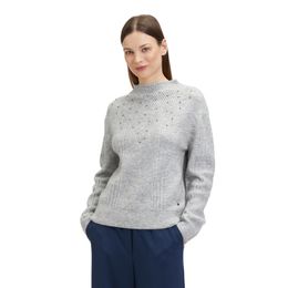 BETTY & CO BETTY & CO Damen Strickpullover "Damen mit Perlen", grau, Gr. 42, Strick, Obermaterial: 41% Polyacryl, 40% Polyester, 12% Polyester, 4% Wolle, 3%