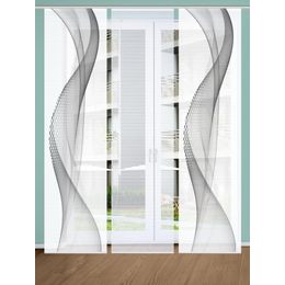 Schiebegardine HOME IN GREEN, B:60cm H:245cm, grau, Polyester, Wohnzimmer, Gardinen, "NEVOLA", SET DIGITALDRUCK,BAMBUSOPTIK RECYCELT
