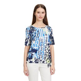 Betty Barclay Damen Kurzarmshirt "Damen mit Tunnelzug", blau, Gr. 38, Jersey, Obermaterial: 95% Viskose, 5% Elasthan, Shirts, Druck