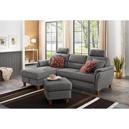 Ecksofa Home Affaire, B:244cm H:89cm T:163cm, grau, 100% Polyester;Struktur (100% Polyester);Luxus-Microfaser in Lederoptik (100% Polyester),