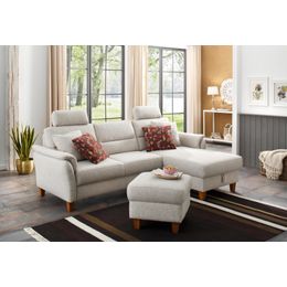 Ecksofa Home Affaire, B:244cm H:89cm T:163cm, beige, 100% Polyester;Struktur (100% Polyester);Luxus-Microfaser in Lederoptik (100% Polyester),