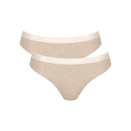 Sloggi Damen Tai-Slip "GO Ribbed", Gr. M, grau, Feinripp, Obermaterial: 95% Polyamid, 5% Elasthan, clean, unifarben, Unterhosen, Feinripp,
