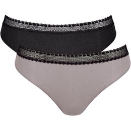 Sloggi Damen Tai-Slip "GO Ribbed", Gr. XS, schwarz, Single Jersey, Obermaterial: 95% Baumwolle, 5% Elasthan, Unterhosen, Rippstruktur,