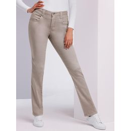 Damen Bequeme Jeans, beige, Gr. 36, CREATION L PREMIUM, unifarben, 63% Baumwolle, 35% Lyocell, 2% Elasthan, Jeans