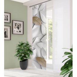 Schiebegardine HOME IN GREEN, B:60cm H:245cm, beige, Polyester, Wohnzimmer, Gardinen, "LISON", DIGITALBEDRUCKT, BAMBUSOPTIK RECYCELT