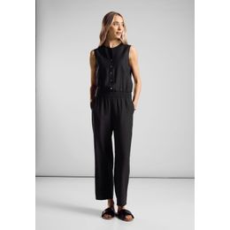 Street One Damen Overall, schwarz, Gr. 44, unifarben, Stoff, 81% Viskose, 19% Polyamid, Overalls, mit Knopfleiste
