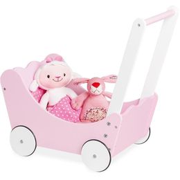 Pinolino Kinder Puppenwagen "Jasmin", rosa, Holz, B:31cm H:51cm T:52cm, Puppenwagen
