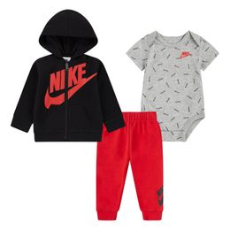 Nike Sportswear M&auml;dchen Erstausstattungspaket "JDI TOSS 3PC FZ PANT SET", schwarz, Gr. 62, Sweatware, Obermaterial: 60% Baumwolle, 40% Polyester, KOB