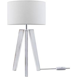 Paco Home Tischleuchte "Canvas uni Color", 1, &Oslash; 28cm H: 53cm, wei&szlig;, Wohnzimmer, Leuchten, Stehlampe Vintage Fu&szlig; LED Lampe Wohnzimmer Skandinavischer